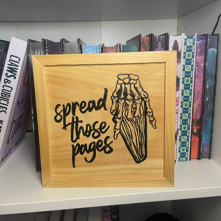 Spread Those Pages Wooden Bookshelf Sign – Fated Romance